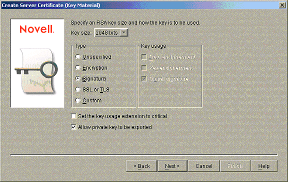 Novell Documentation: SAML Extension for Novell iChain - Creating a Signing Key Pair